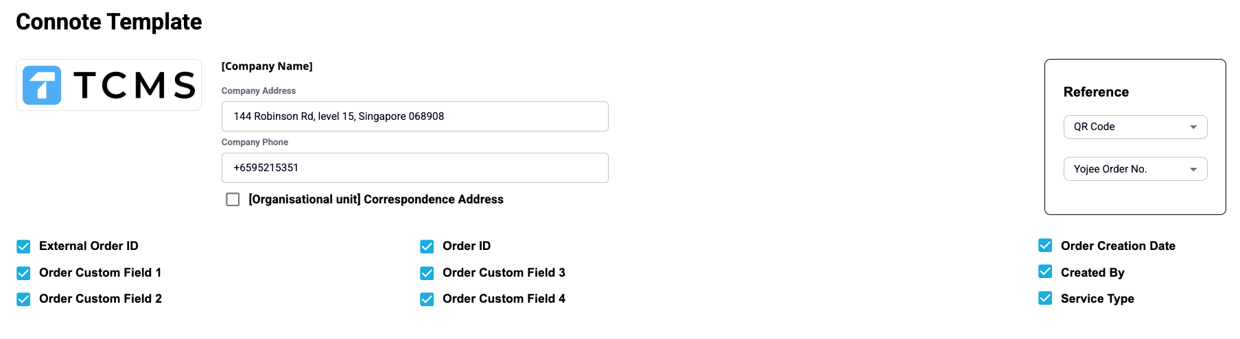 Customising the Consignment Note (Connote)