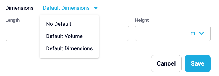 Setting Default Dimensions, Weight, and Volume for Item Types