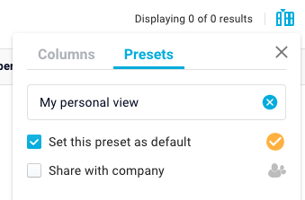 Reports - Saving and Sharing Column Presets