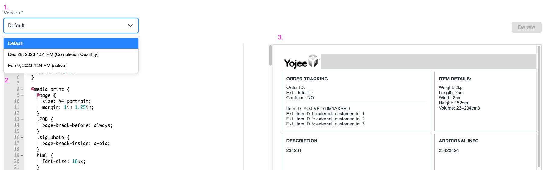 Proof of Delivery Document Customisation